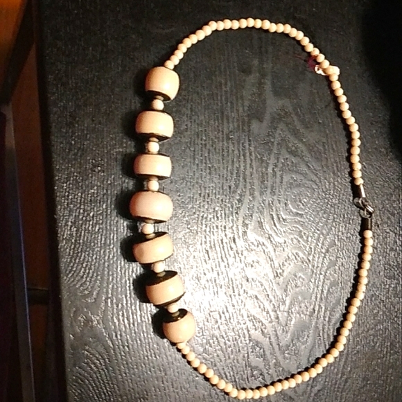 Jewelry | 7 White Chunky Beads Capped Wsilvery Metal On String Of Tiny ...